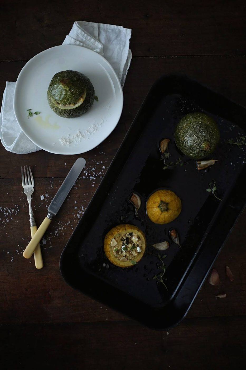 Stuffed Eight Ball Zucchini with Millet, Olives and creamy Goat Cheese ...