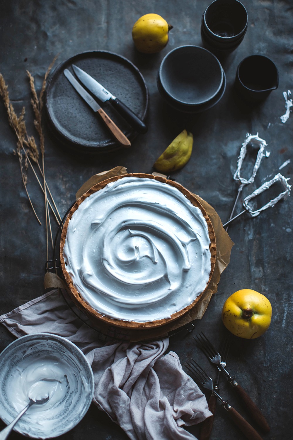 Gluten-free Quince Cheesecake with Meringue and a shooting for Canon ...
