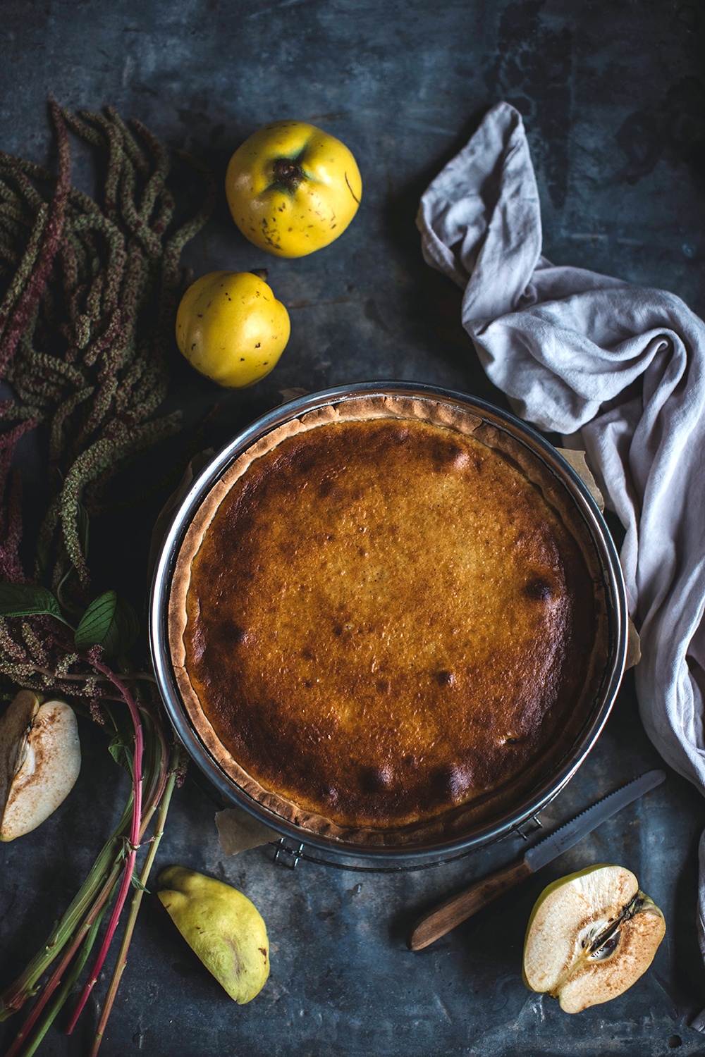 Gluten-free Quince Cheesecake with Meringue and a shooting for Canon ...