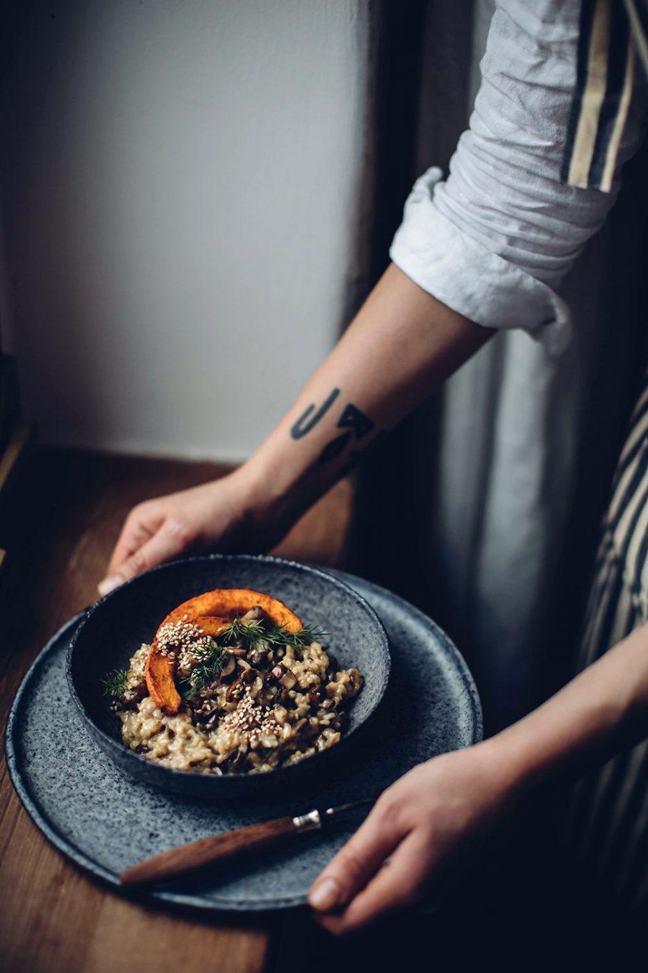 Christmas Dinner with Mushroom Risotto and roasted Pumpkin - Our Food ...