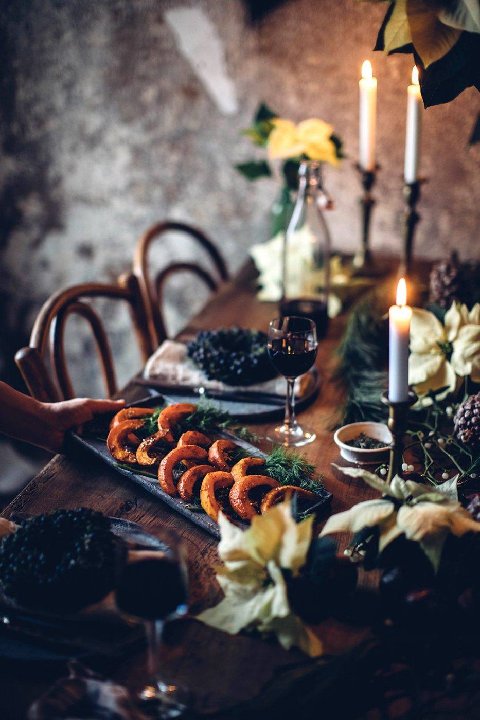 Christmas Dinner with Mushroom Risotto and roasted Pumpkin - Our Food ...
