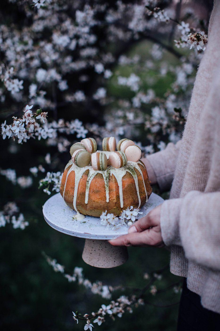 Gluten-free Matcha Bundt Cake with Matcha-Lemon Curd-Macarons - Our ...