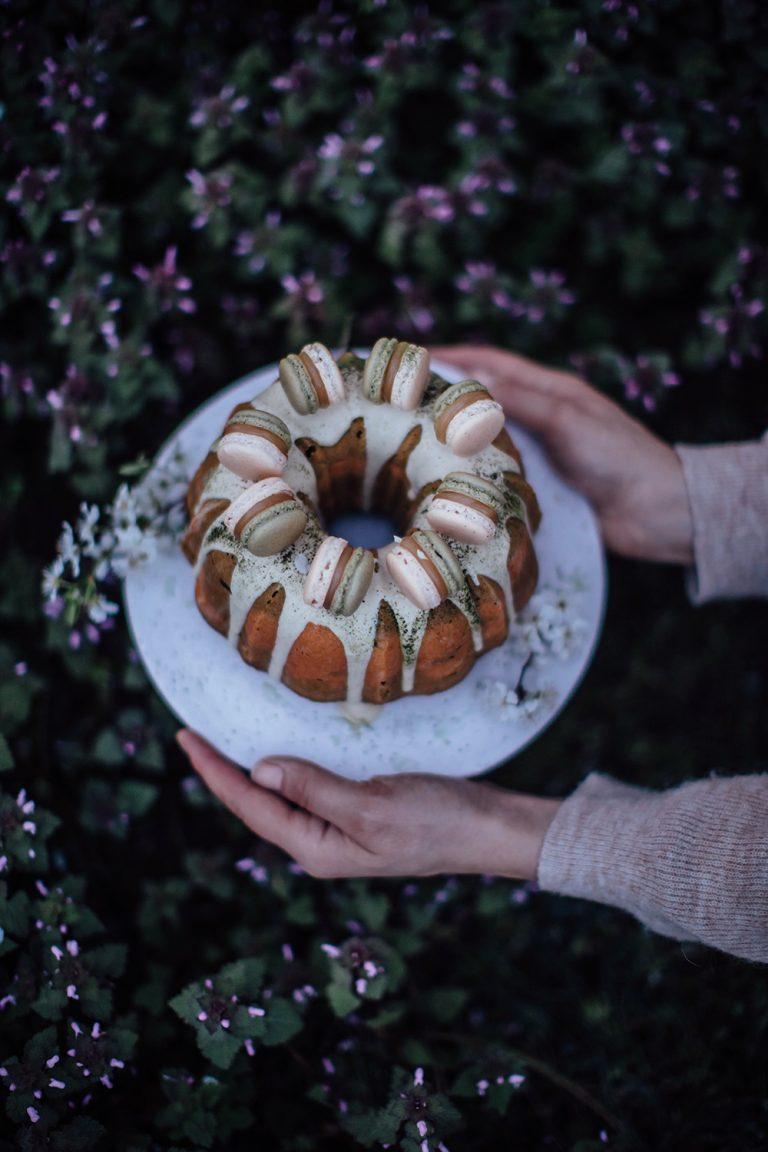 Gluten-free Matcha Bundt Cake with Matcha-Lemon Curd-Macarons - Our ...