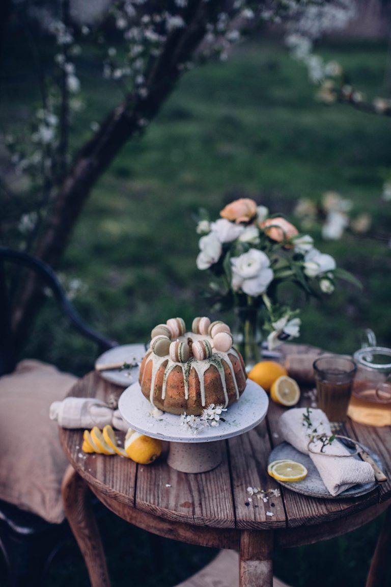 Gluten-free Matcha Bundt Cake with Matcha-Lemon Curd-Macarons - Our ...