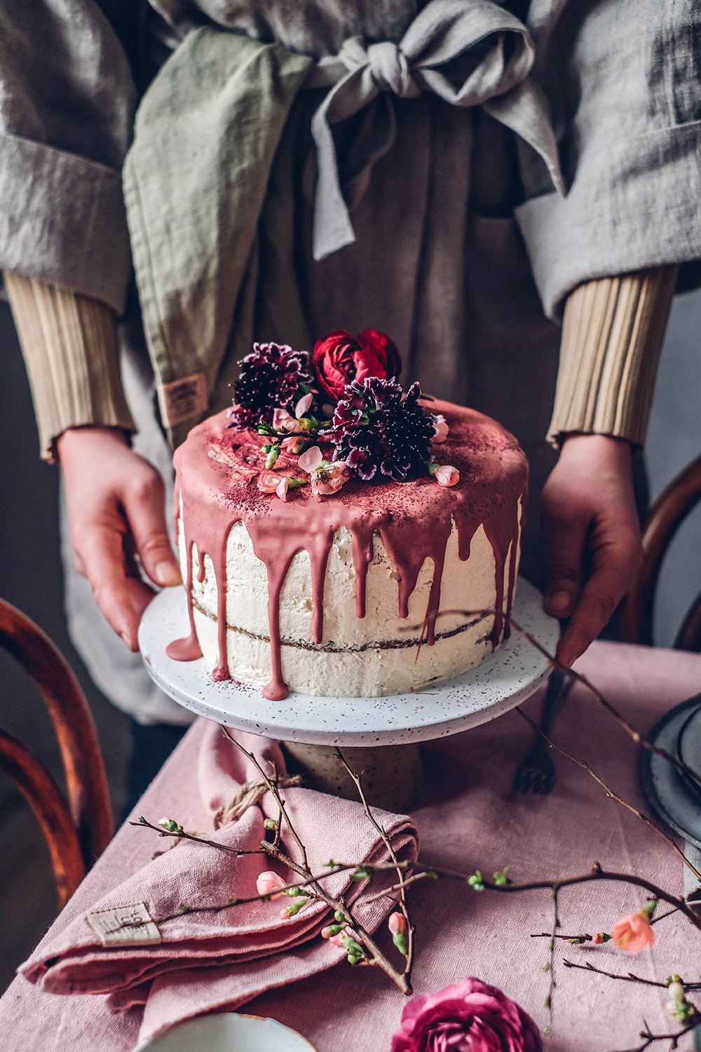 Gluten-free Matcha-Cake with Swiss Meringue Raspberry-Buttercream - Our ...