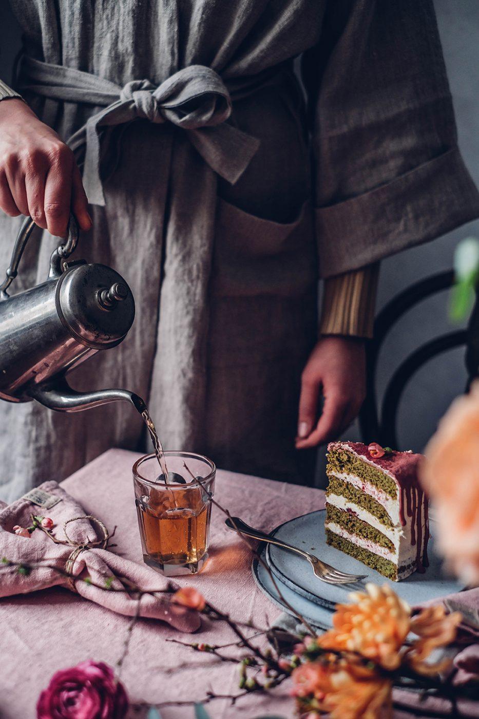 Gluten-free Matcha-Cake with Swiss Meringue Raspberry-Buttercream - Our ...