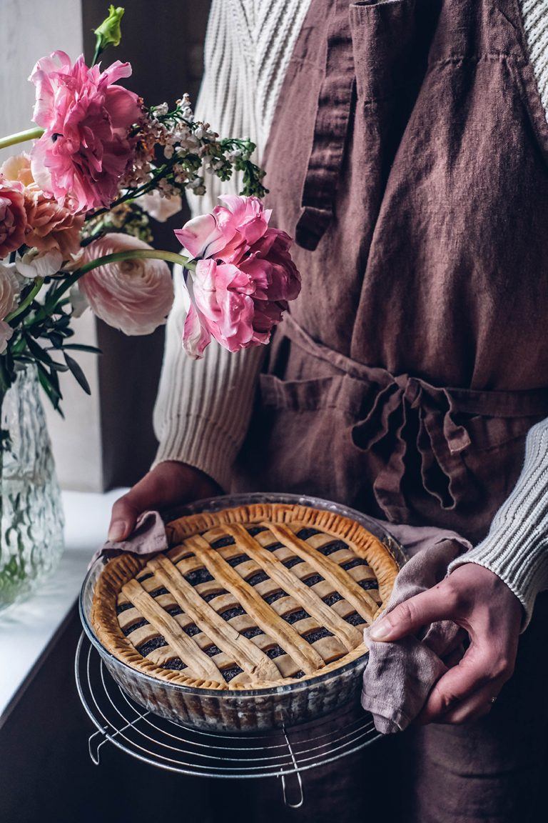 Gluten-free Poppy Seed Pie with Berry Compote - Our Food Stories