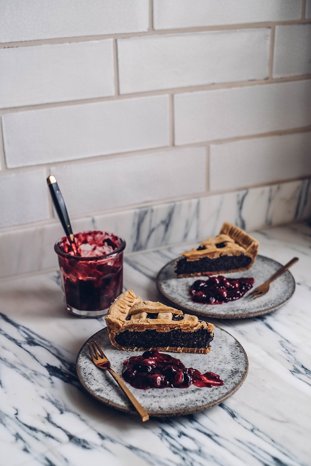 Gluten-free Poppy Seed Pie with Berry Compote - Our Food Stories