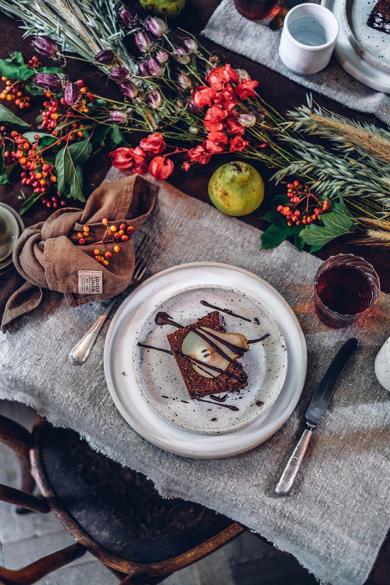 Gluten-free Chocolate Hazelnut Pear Cake - Our Food Stories